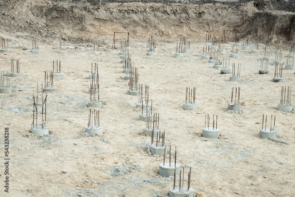 Monolithic foundation with metal reinforcement. Concrete Pile ...