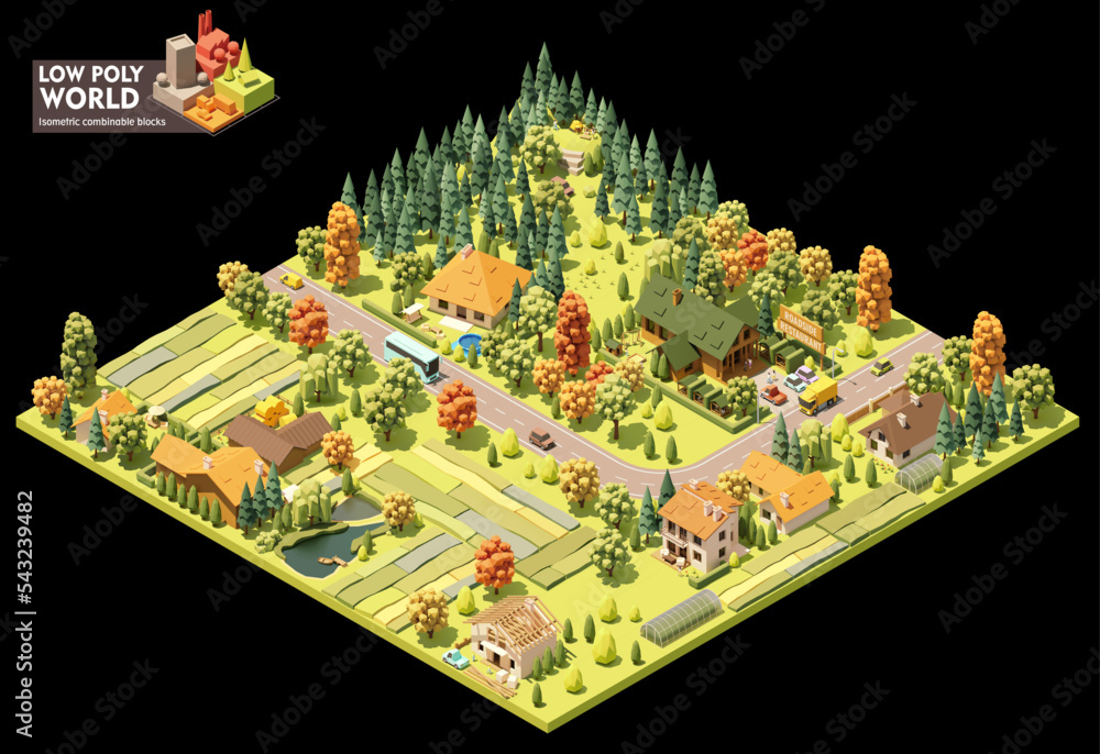 Vector isometric world map creation set. Combinable map elements ...