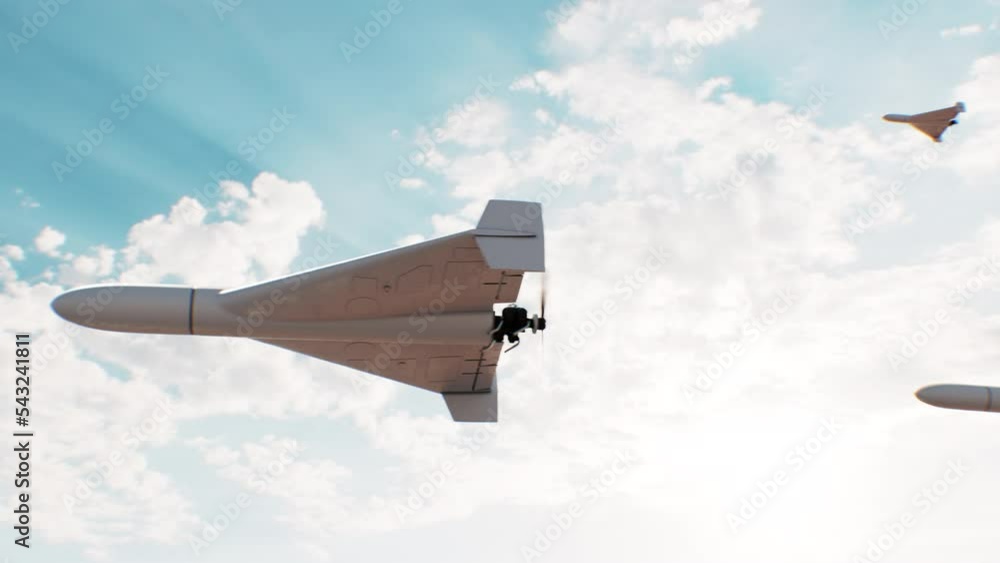 Many Military Drones Kamikaze HESA Shahed 136 Flight in the Sky Close ...