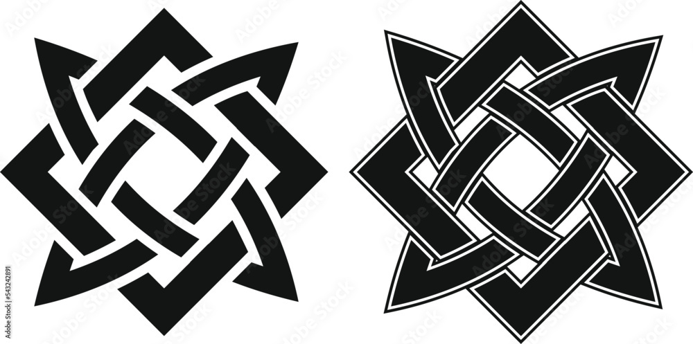 Ancient pagan Slavic and Scandinavian amulet symbol Svarog Square Black ...