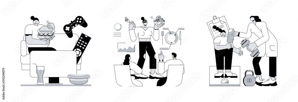 Break unhealthy habits abstract concept vector illustration set ...