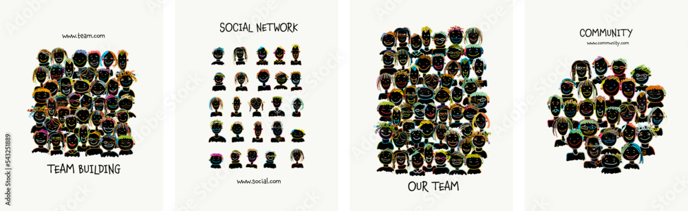 Group of people, community. Social network. Team of employees. Set for ...