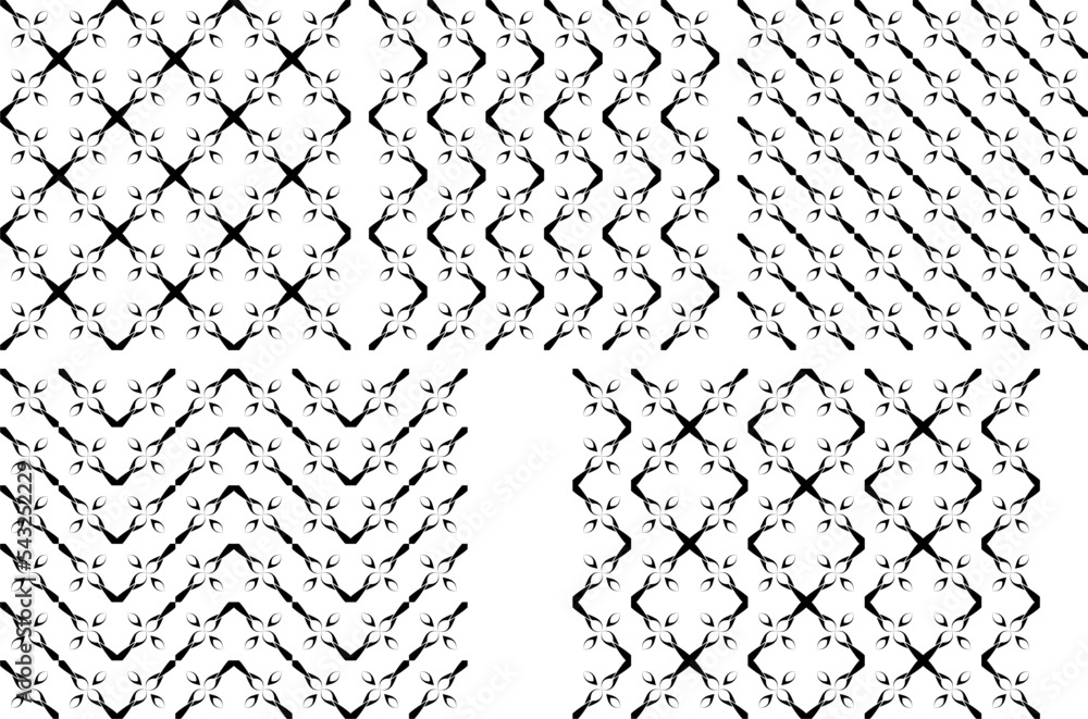 Abstract Seamless pattern with black white diagonal lines. Rhomboid ...