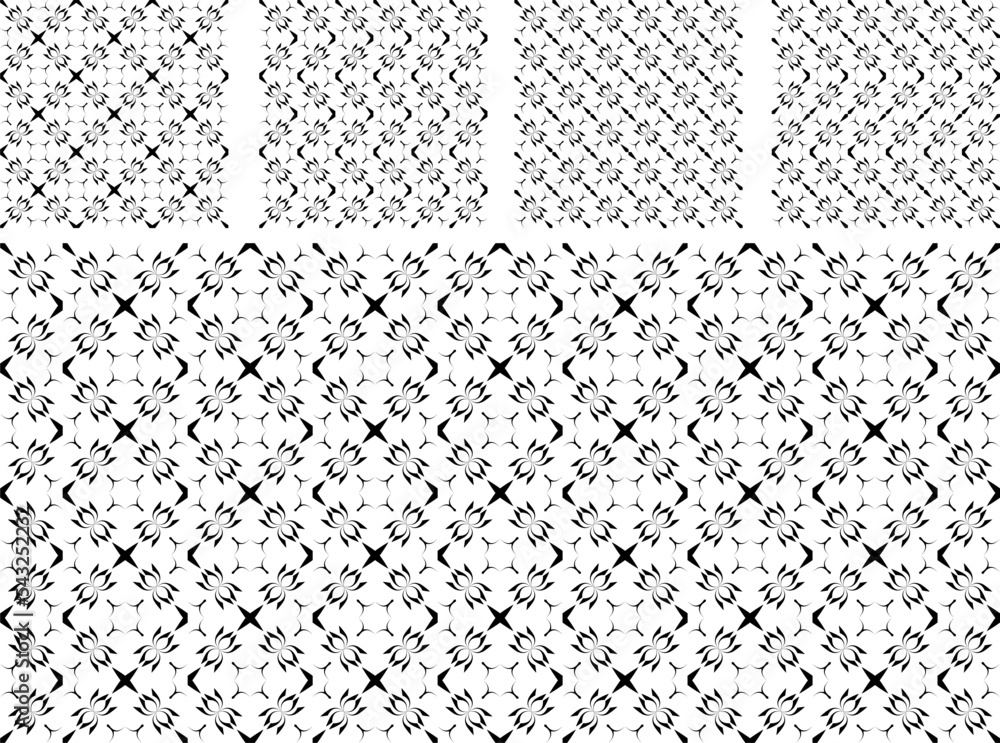 Abstract Seamless pattern with black white diagonal lines. Rhomboid ...