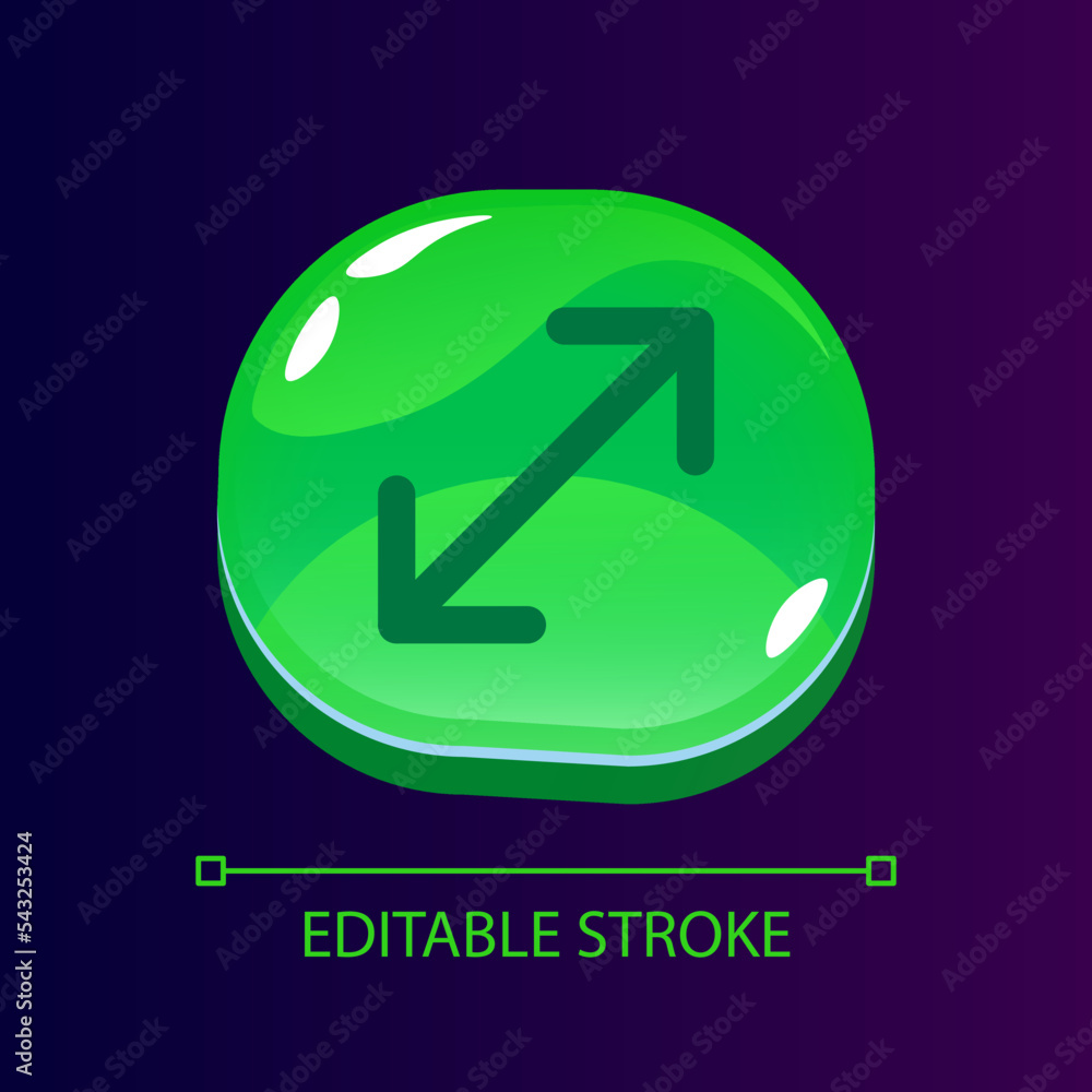 Enlarge glossy ui button with linear icon. Size changing function ...