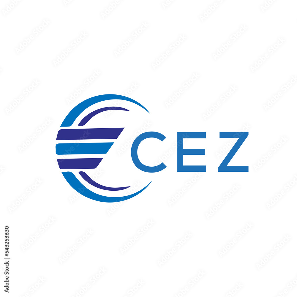 CEZ letter logo. CEZ blue image on white background. CEZ vector logo ...