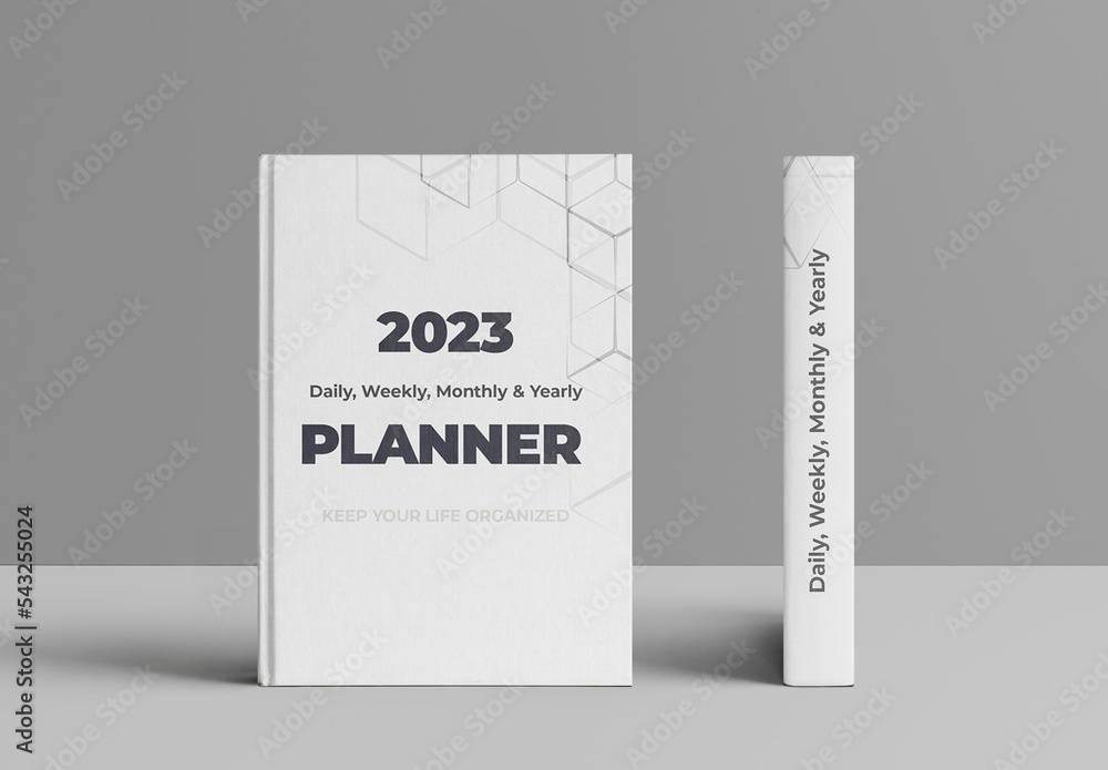 Grayscale Weekly Planner 2023 Layout Stock Template | Adobe Stock