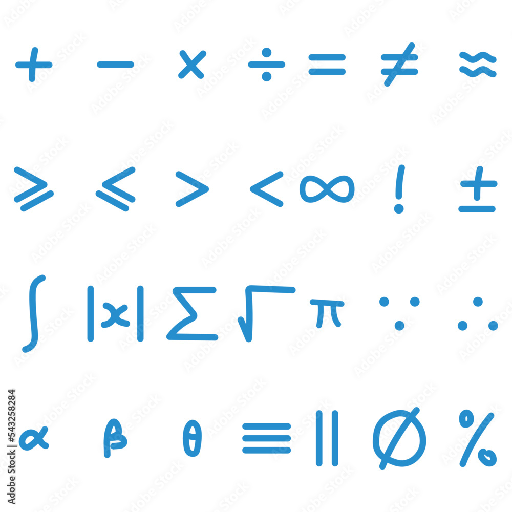Basic Symbols In Mathematics Math Symbol Handwriting Plus Minus