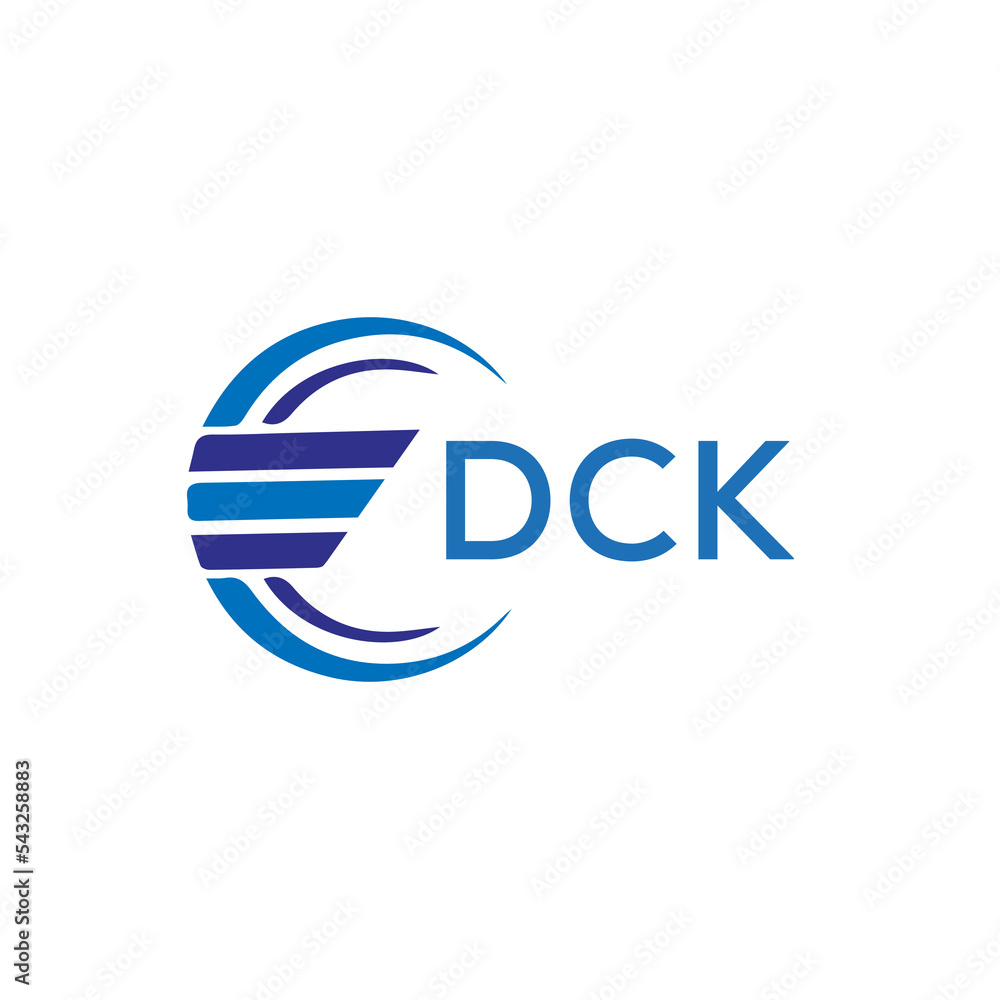 DCK letter logo. DCK blue image on white background. DCK vector logo design for entrepreneur and ...