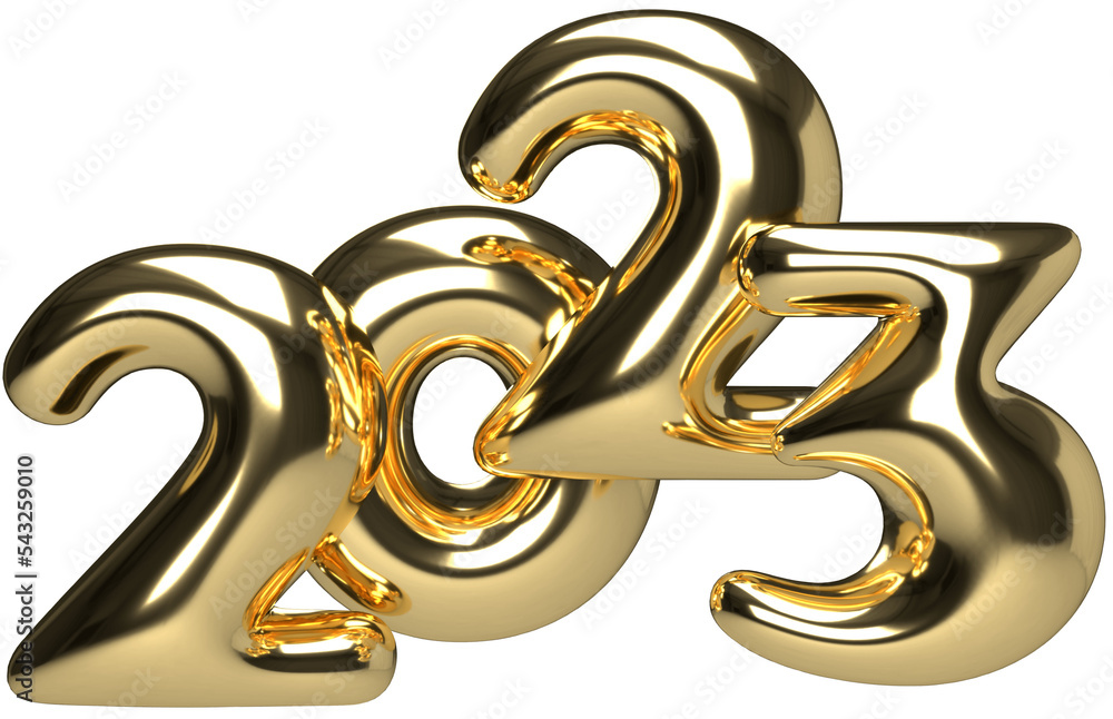 Plump gold numbers 2023 on transparent background. New Year event ...