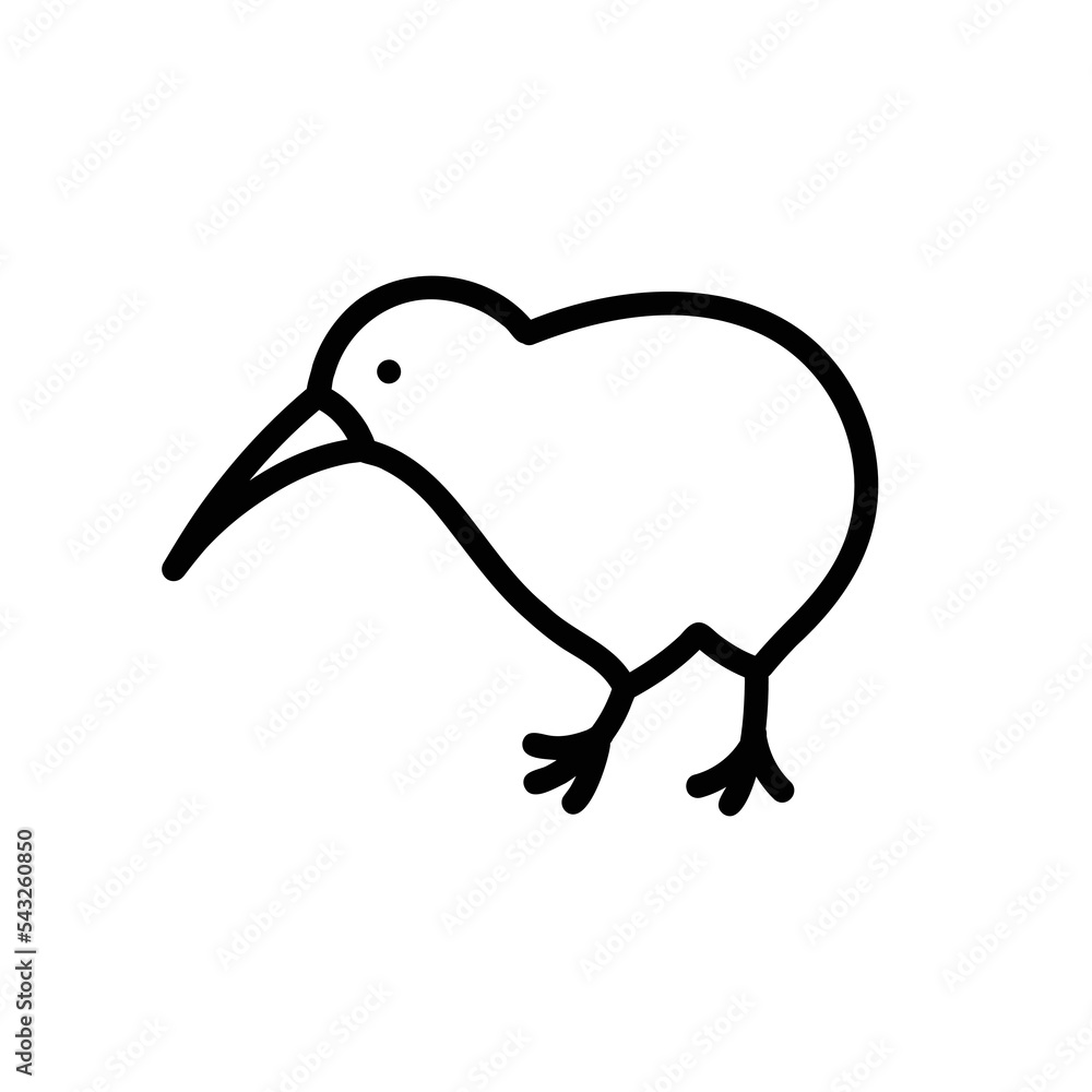 kiwi bird doodle icon, vector color line illustration Stock Vector ...