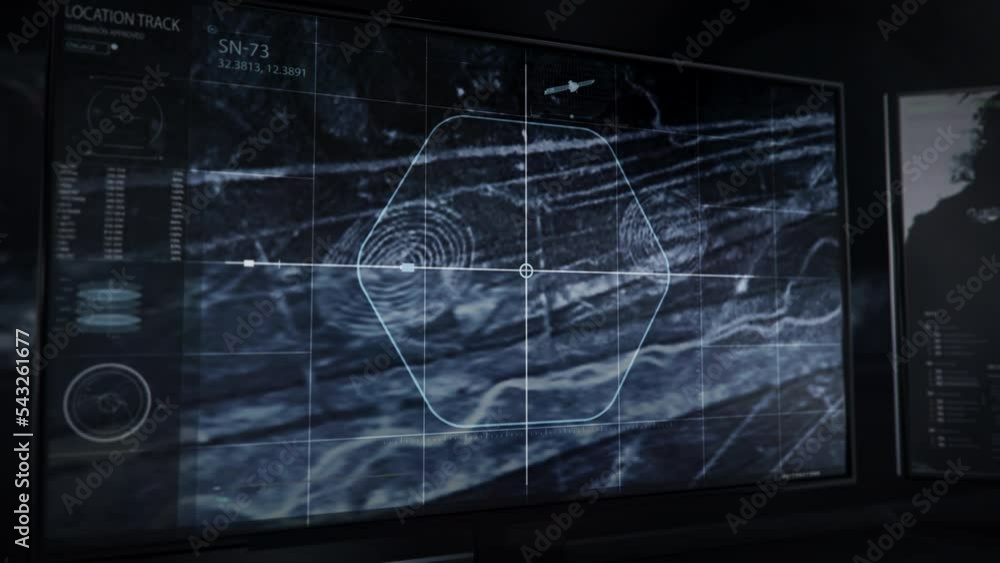 Location Coordinates On Modern Software With A High Tech Ui. Ancient ...