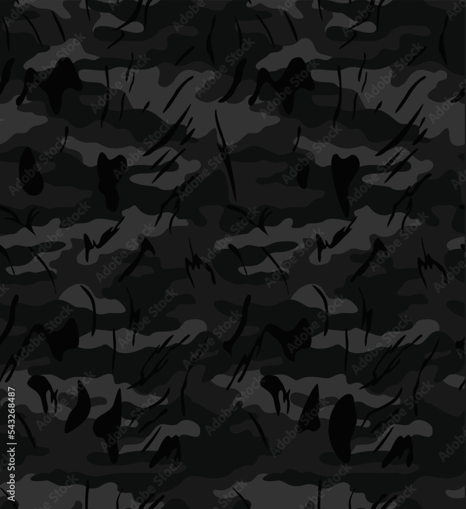 Black camouflage pattern, night background, military texture disguise ...