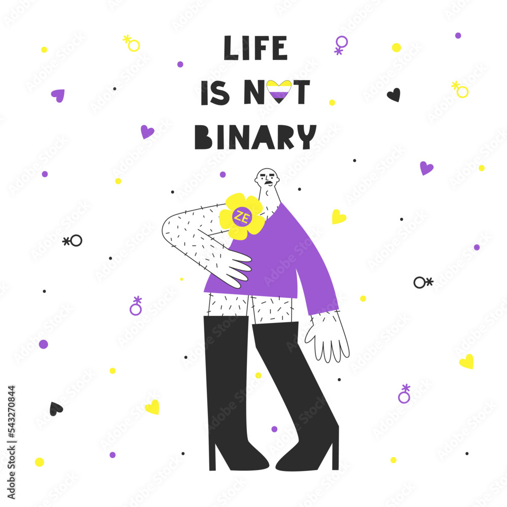 Gender queer and non-binary people concept. LGBT rights and diversity ...