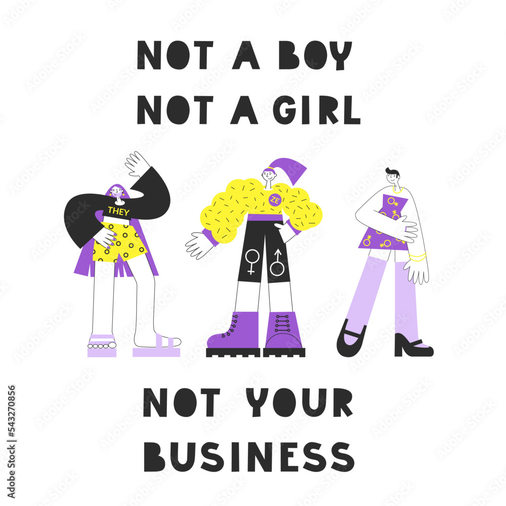 Gender queer and non-binary people concept. LGBT rights and diversity ...