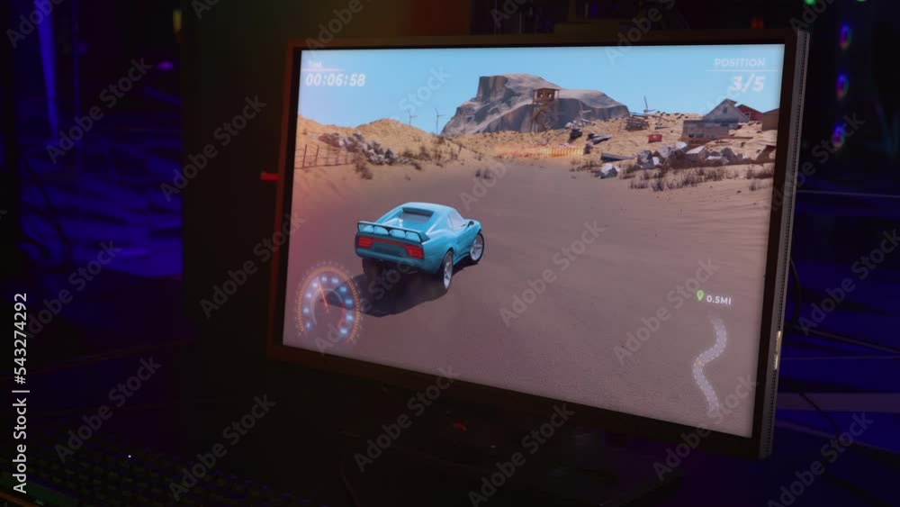 Driver Losing Level With Negative Score In Racing Computer Game. Racing ...