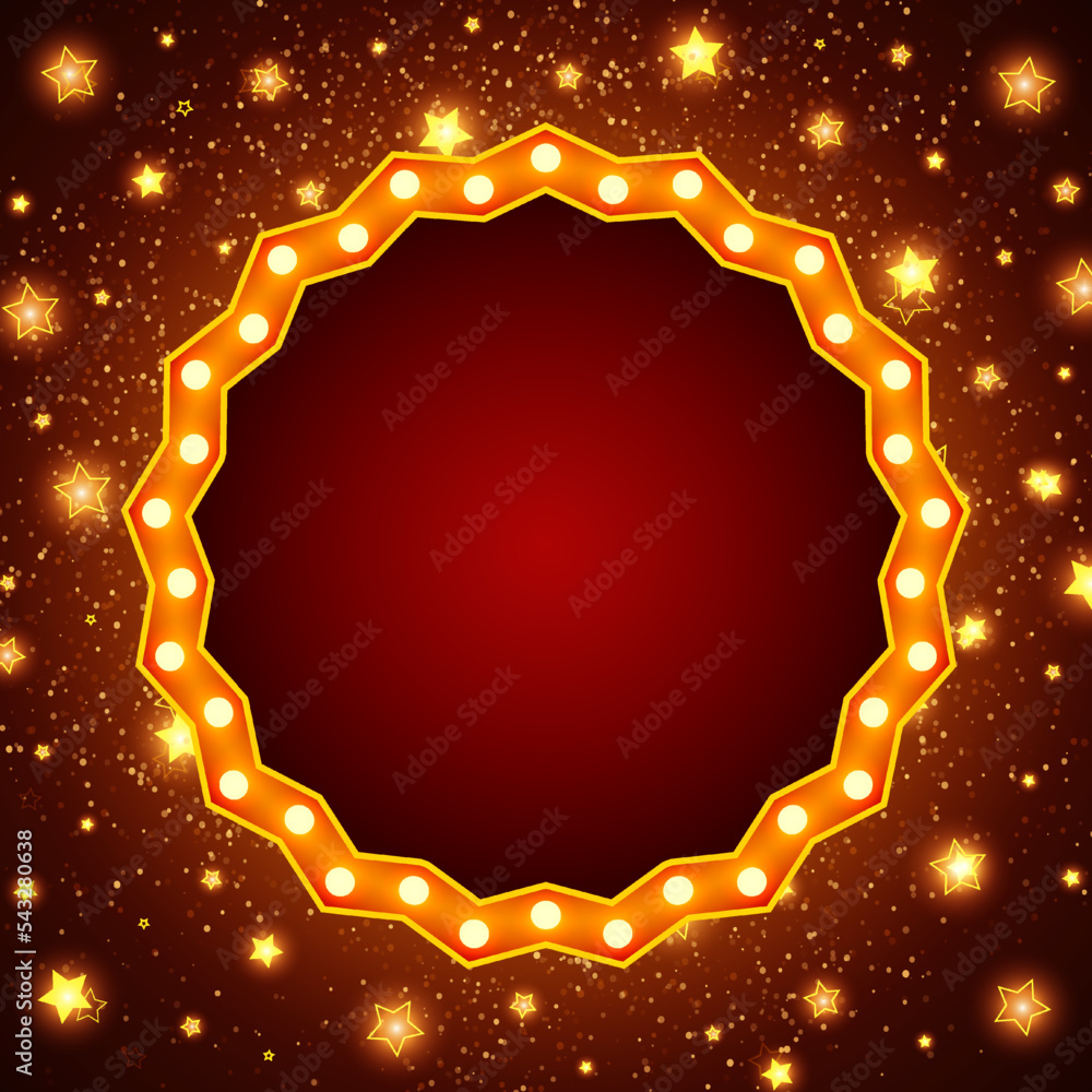 Abstract vector red background with shining stars and round sparkle ...