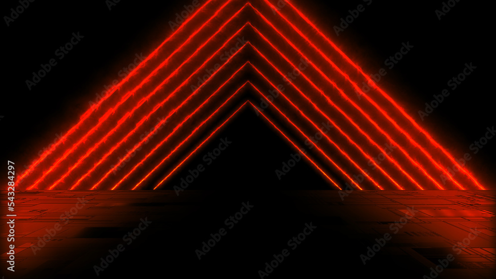 Fire loop animation. Wet asphalt, night view. Fiery reflection on the ...