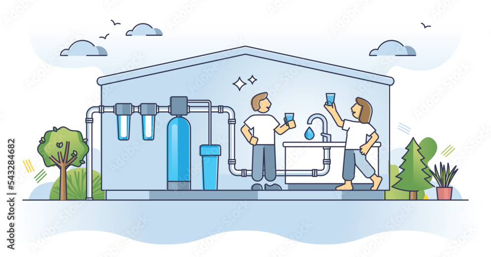 Water purification filters and system for drinking from tap outline ...