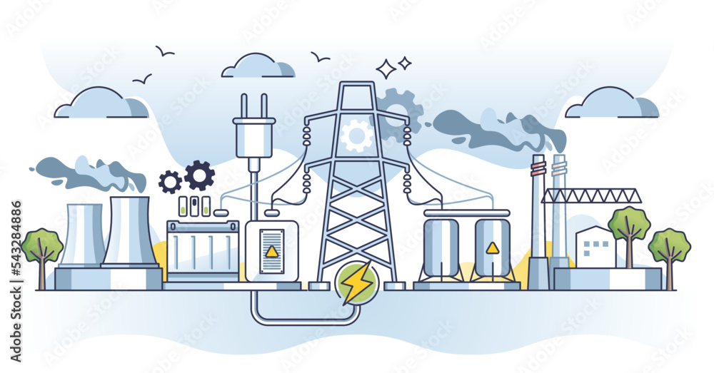 Electricity industry and voltage power generation facility outline ...