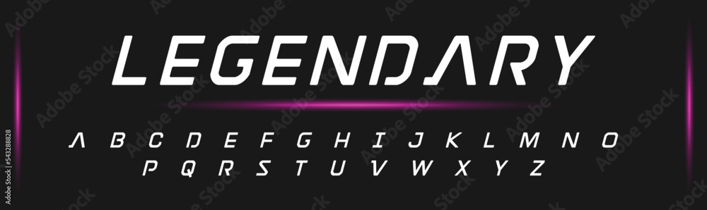 LEGENDARY Luxury letter fonts and alphabet set. Modern tech typeface ...