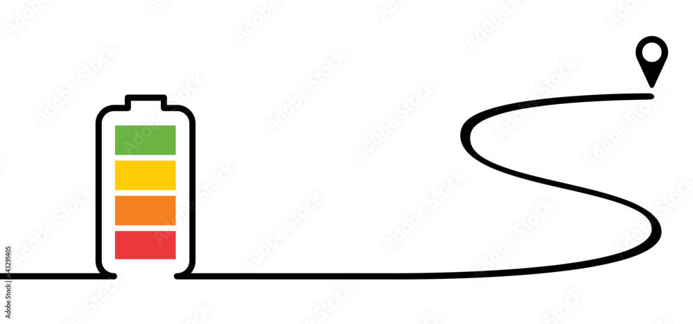 Battery charging point, charge indicator. Level Battery Energy ...