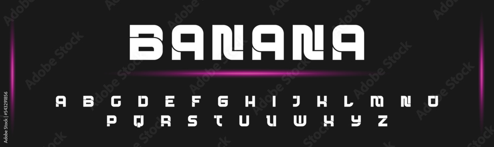BANANA Luxury letter fonts and alphabet set. Modern tech typeface ...