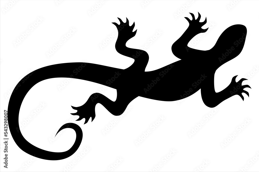 Black silhouette lizard tattoo vector illustration Stock Vector | Adobe ...