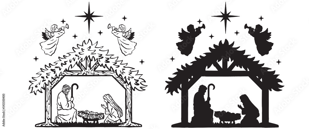 Nativity Scene Clipart Silhouette