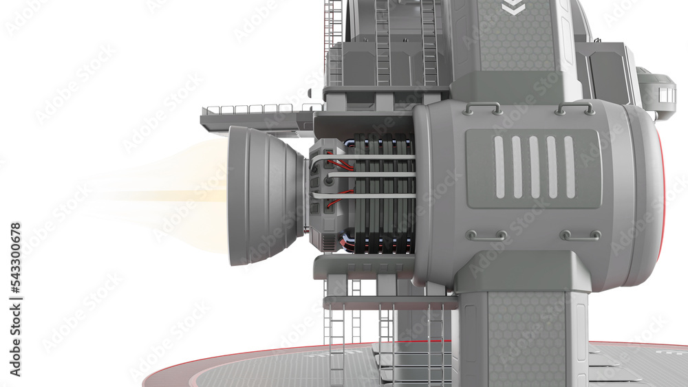 close up on the turbine of the space pit mega garage on side view Stock ...