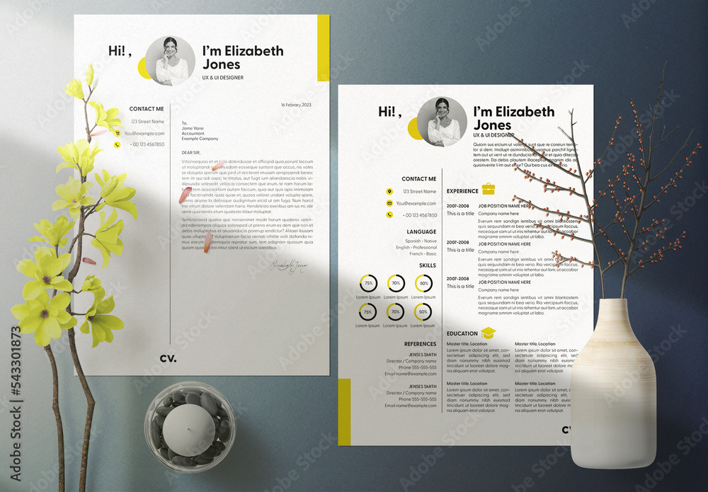 Professional Curriculum Vitae Layout Stock Template | Adobe Stock