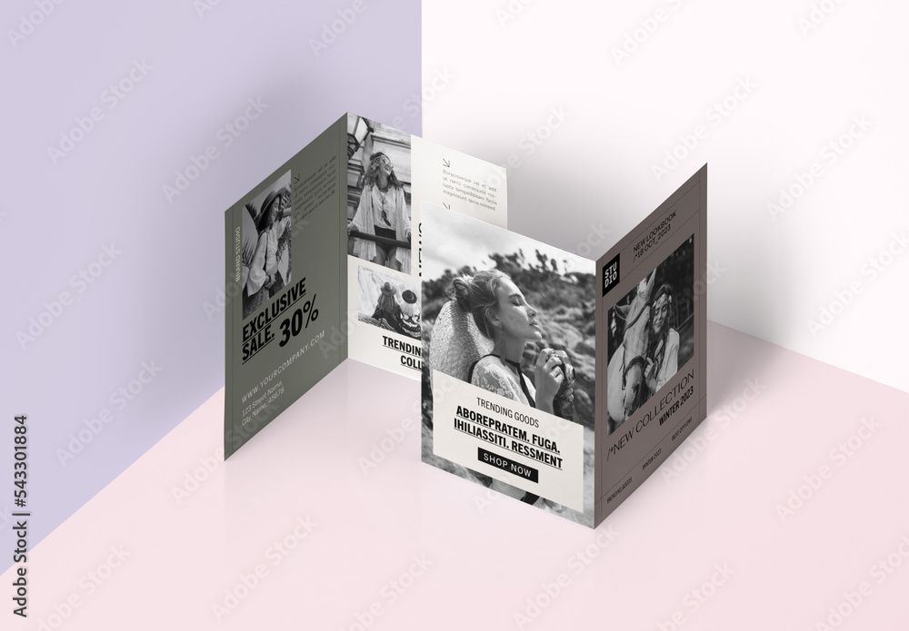 Bi-Fold Business Brochure Layout Stock Template | Adobe Stock