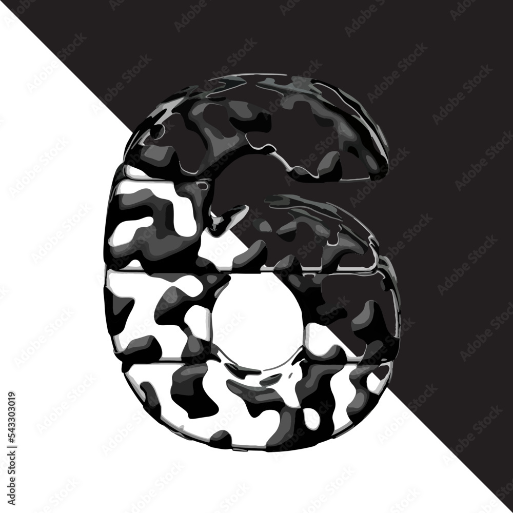 Spotted 3d symbol with a transparent background. number 6 Stock Vector ...