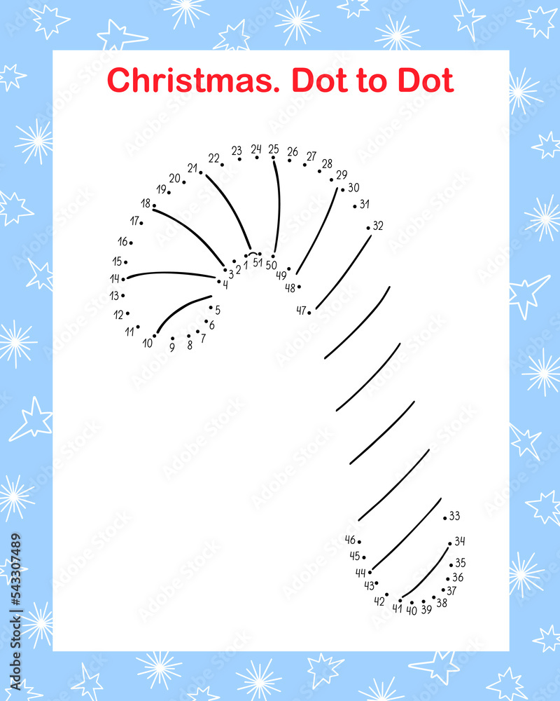Christmas candy cane sweet dot to dot fun educational game or leisure ...
