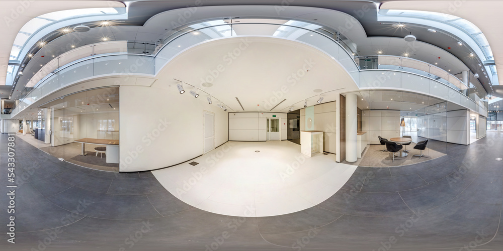 full seamless spherical hdri 360 panorama in interior of empty white ...