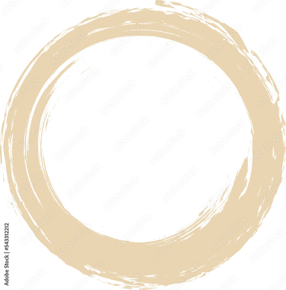 Beige circle brush stroke vector isolated on white background. Beige ...