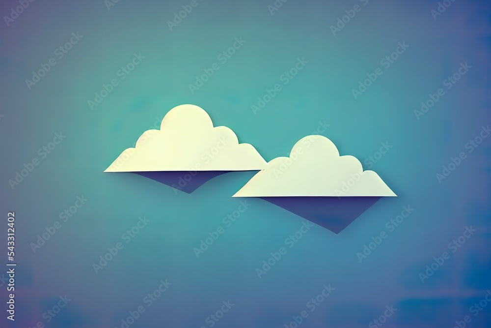 3D Minimal cartoon Paper Airplanes with Clouds. Paper plane in sky ...