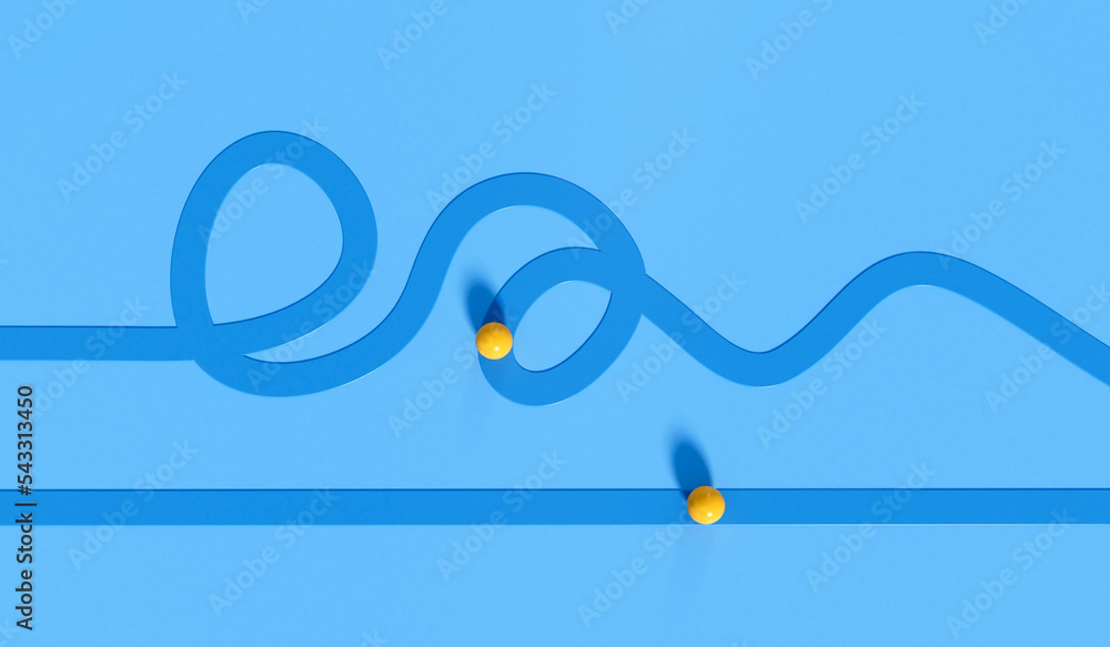 Straight line verses winding route. Path to success. Business strategic ...