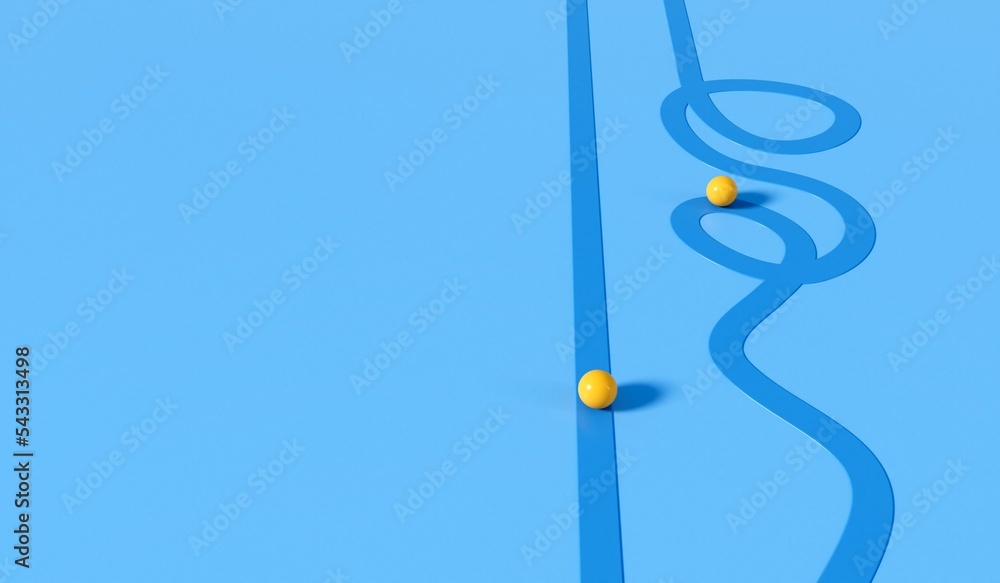 Straight line verses winding route. Path to success. Business strategic ...