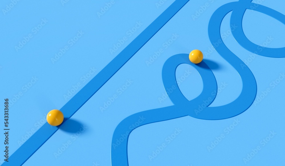 Straight line verses winding route. Path to success. Business strategic ...