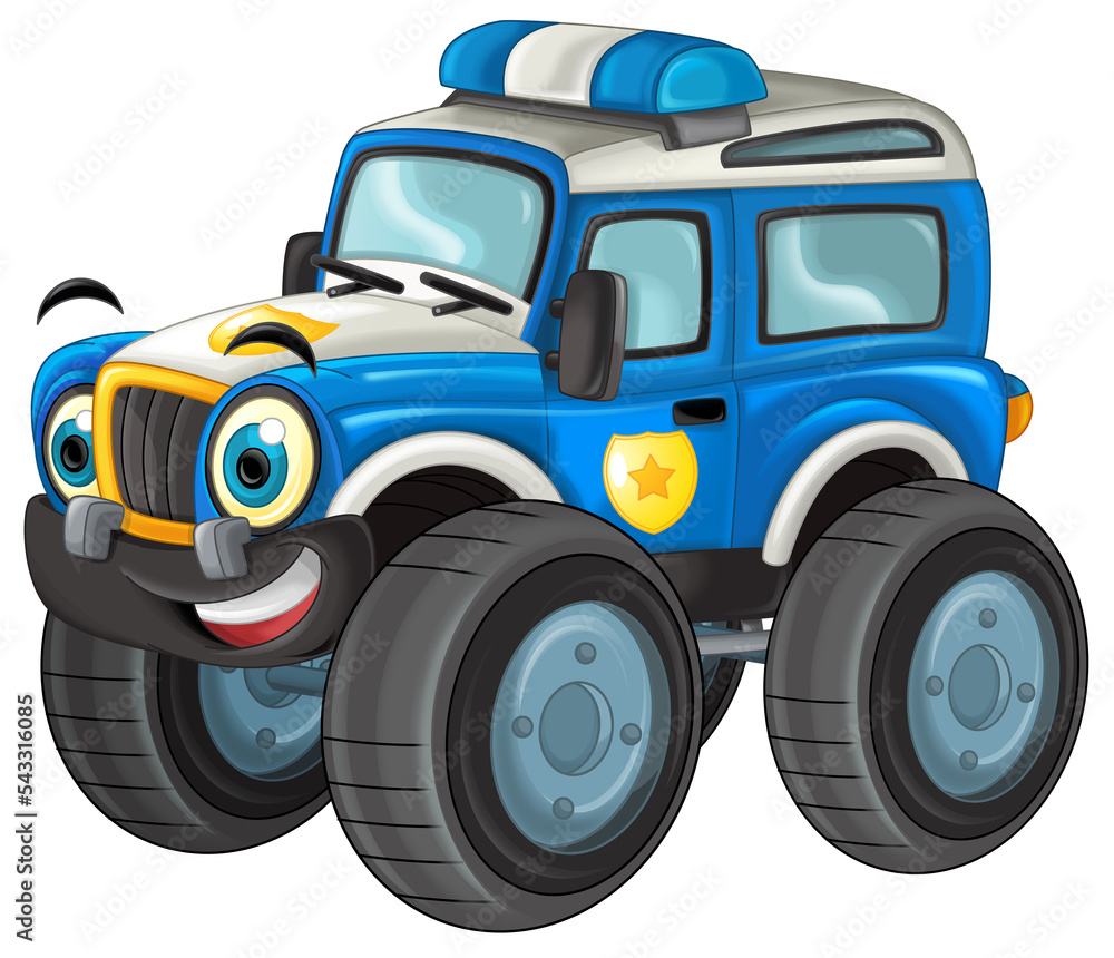happy cartoon off road heavy truck car isolated illustration Stock ...