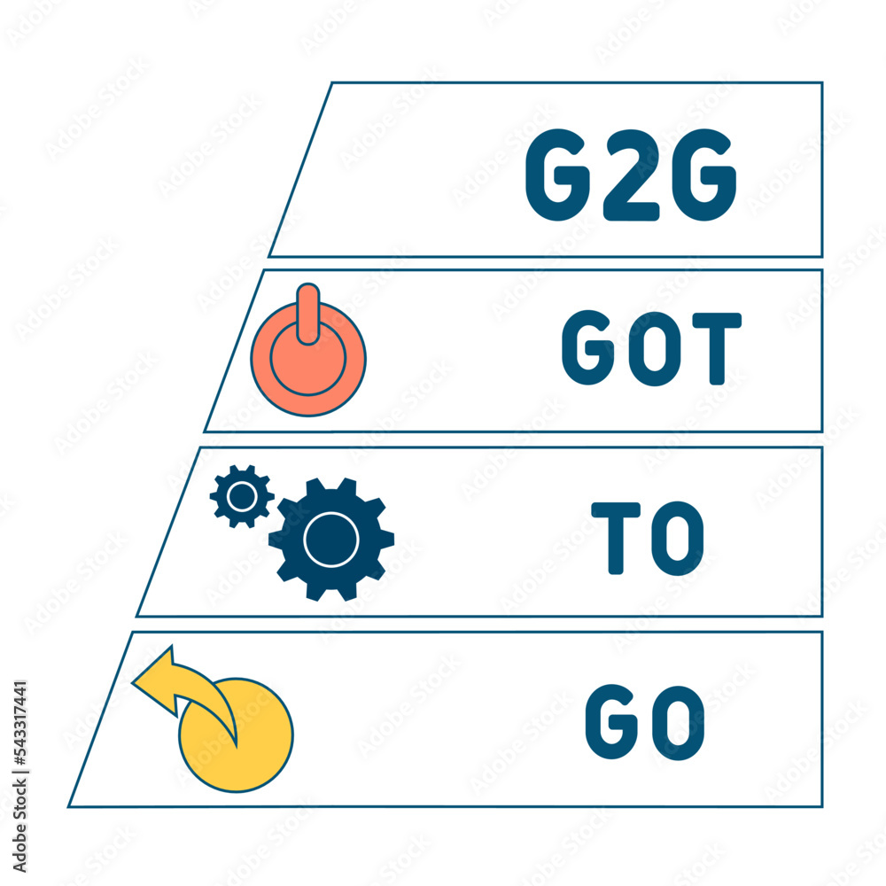 g2g - got to go acronym. business concept background. vector ...
