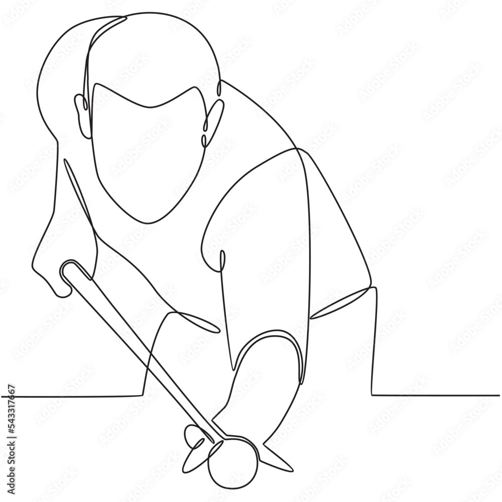 Continuous Line Drawing Billiard Player Vector Line Art Illustration ...