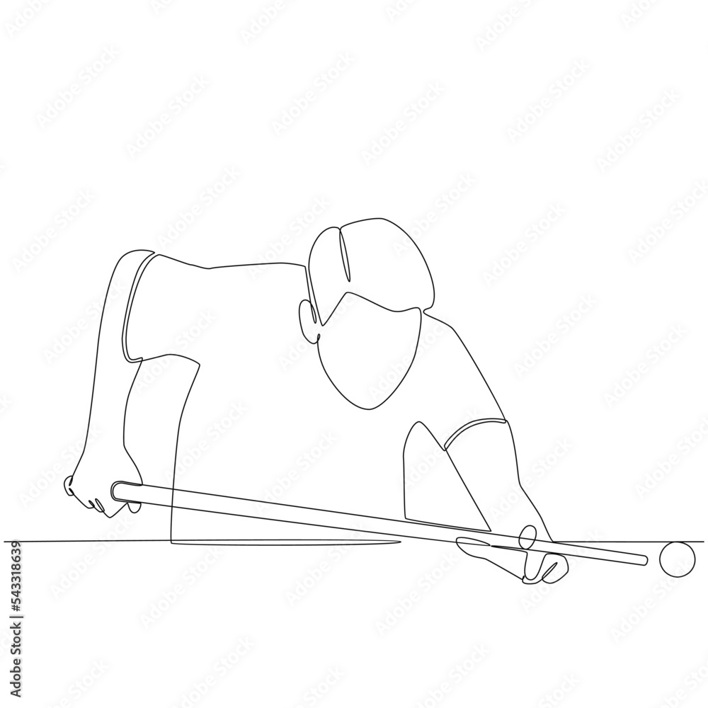 Continuous Line Drawing Billiard Player Vector Line Art Illustration ...