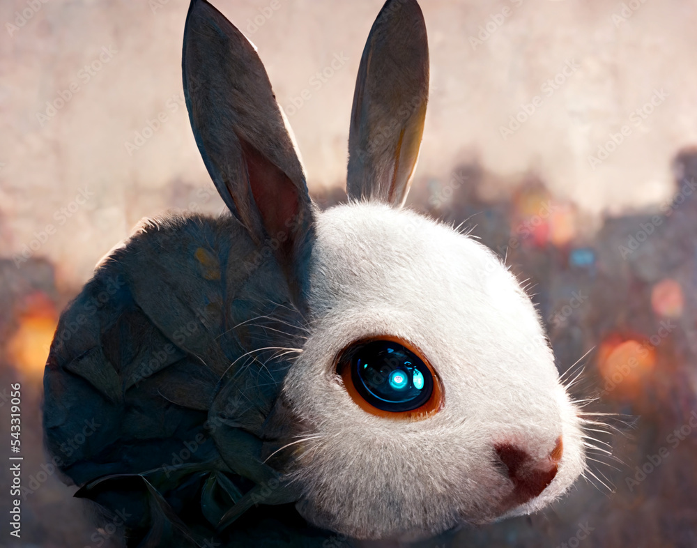 Rabbit, fancy unreal image of a rabbit. AI illustration, fantasy ...
