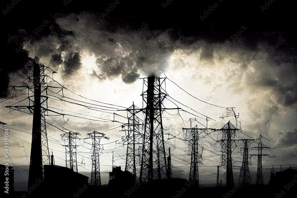 ภาพประกอบสต็อก Electricity problems, power shortages, broken power ...