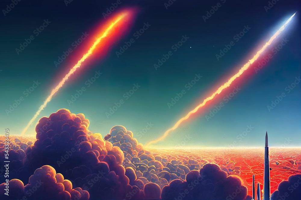 Missile Attack on the Civil City Apocalyptic Sky Spectacular Art ...