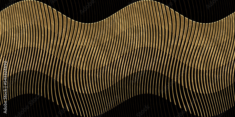 Seamless golden striped wave pattern. Vintage abstract gold plated ...