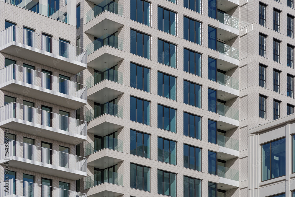 Exterior architectural detail modern facade of High-rise office ...
