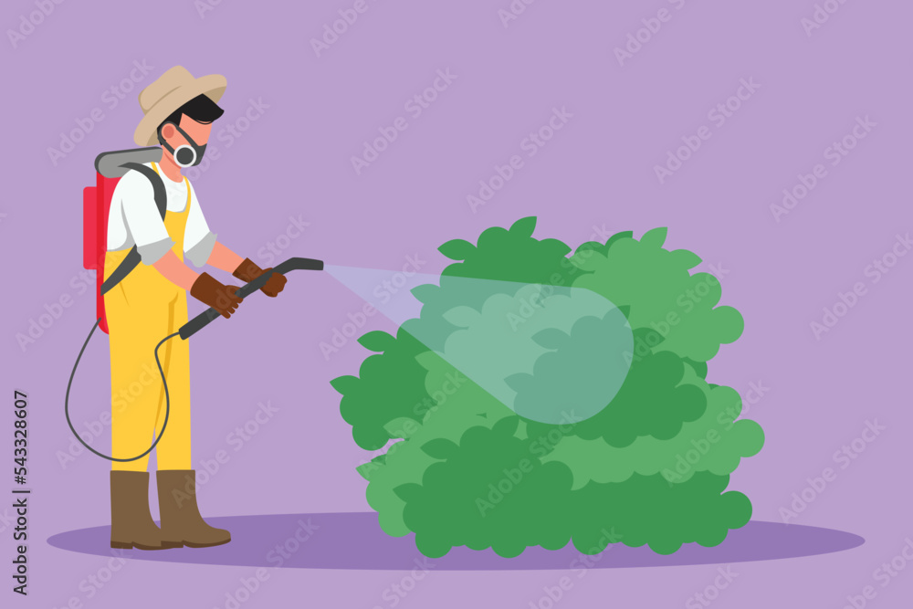 Graphic flat design drawing of happy male farmer wearing masks and ...